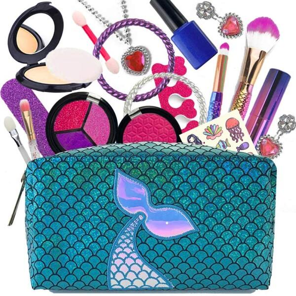 CORPER TOYS メイクおもちゃ お化粧セット 女の子 人魚姫シリーズ 化粧品おもちゃ メイクごっこ遊び ドレッサーおもちゃ 収納ポーチ付属 かわいい おままごとセット コスメおもちゃ 子ども クリスマス プレゼント「グリーン」商品コ...