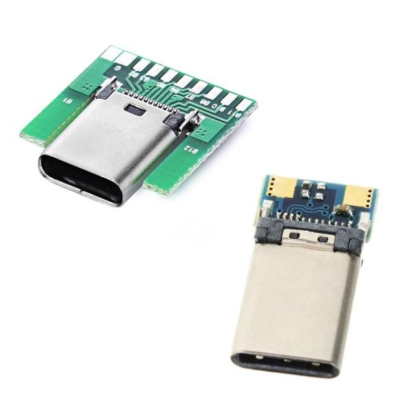 chenyang USB C DIY コネクター USB 3.1 Type C 24ピン オスプラグ &amp; メス ソケット ポート 修理 交換用 はんだアダプター PCBボード付き商品コード：49069108669型番：CY-U3-2...
