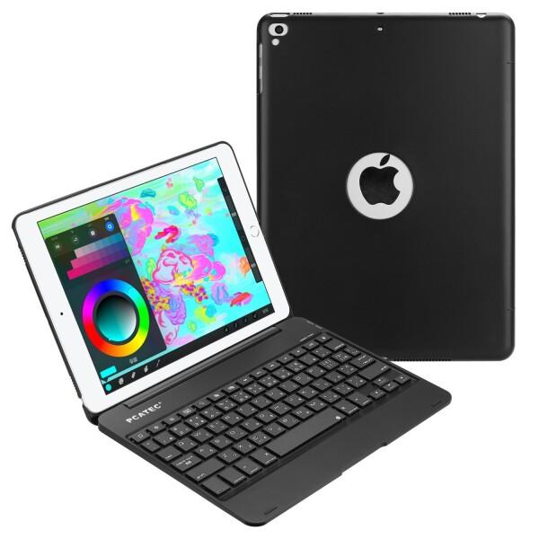 ピーシーエーテック iPad9.7 (2018第6世代) / iPad 9.7 (2017第5世代) / iPad air 専用 Bluetooth キーボードケースPCカバー Macbookに変身 日本語かな入力対応 (ブラック)商品コー...