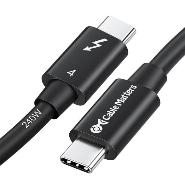 (Intel 認証) Cable Matters 40Gbps Thunderbolt 4 ケーブル - 0.8m、8K@60Hz・240W充電、 サンダーボルト4 ケーブル、 USB4 / Thunderbolt 3 / USB-C下位互...