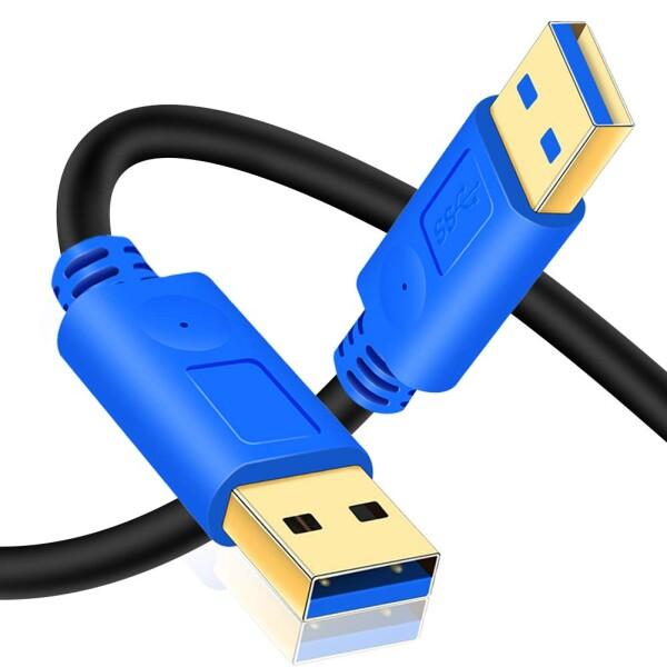 USBオス-オスケーブル2m、USB 3.0 A-AケーブルコードSuperSpeedデータ転送5Gbpsケーブル（外付けハードドライブエンクロージャー、DVD、TVボックス、スピーカー、プリンター、モデム、カメラ用）金メッキ。 (2m/6...