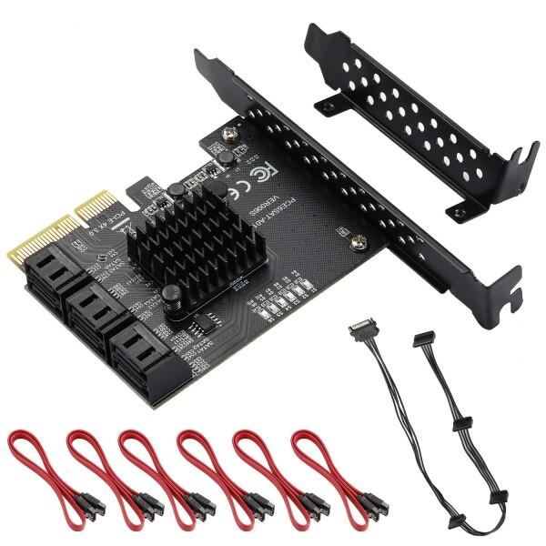 Mzhou 6ポートSATA PCIe 3.0拡張カード-ASM 1166チップセット｜PCIe x 4/x 8/x 16スロットに対応｜Windows 10/8/7/XPとLinuxに対応｜デスクトップパソコン用非RAIDコントローラカー...
