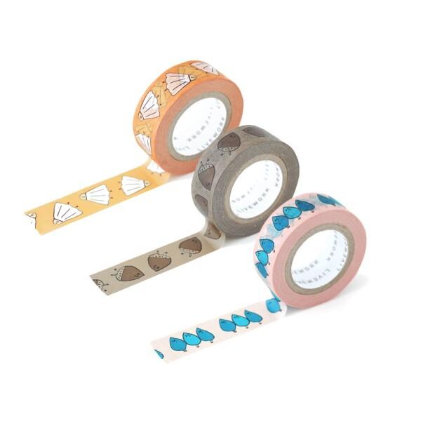 (LIVEWORK) JAM JAM PAPER TAPE - Set C ジェムジェムマスキングテープ3個セット ラッピング デコレーション マスキングテープ マステ ロールステッカー シール 幅15mmｘ10m 3巻セット(セットC)商...