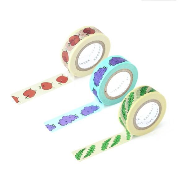 (LIVEWORK) JAM JAM PAPER TAPE - Set B ジェムジェムマスキングテープ3個セット ラッピング デコレーション マスキングテープ マステ ロールステッカー シール 幅15mmｘ10m 3巻セット(セットB)商...