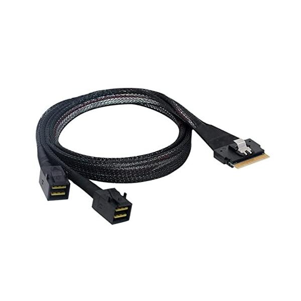 xiwai PCI-E ウルトラポート スリムライン SAS スリム 4.0 SFF-8654 8i 74ピン - デュアル SFF-8643 4i Mini SAS HD ケーブル PCI-Express商品コード：49069124780...