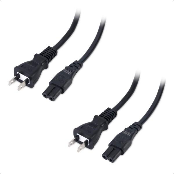 Cable Matters 2本セット AC電源ケーブル - 2m、メガネ型 2ピンソケット（125V 7A対応） IEC60320 C7 メガネケーブル 電源コード商品コード：49069127061型番：400904-BLK-2mx2-J...