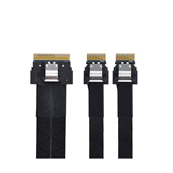 xiwai PCI-E Ultraport Slimline SAS Slim 4.0 SFF-8654 8i 74pin - デュアル SFF-8654 4i 38ピン ケーブル 40cm PCI-Express商品コード：4906912...