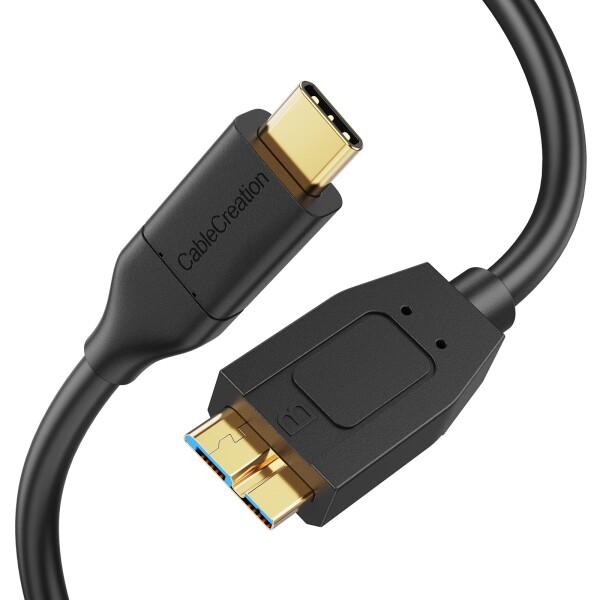 短いマイクロ B to USB C ケーブルHDD 0.6m, CableCreation USB 3.1 USB C to Micro Bハードドライブケーブル 10Gbps, USB C to External Hard Drive ケ...