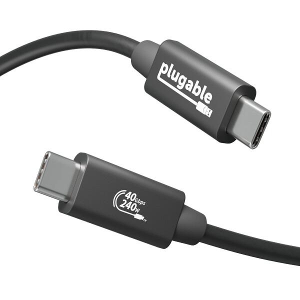 Plugable USB4 ケーブル 40Gpbs 240W 充電対応 1m (USB-IF 認証) - 8K モニタ x 1 4K モニターx 2 USB4 Thunderbolt 4 Thunderbolt 3 USB-C 互換商品コー...
