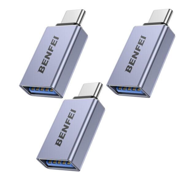 【発売日：2022年09月15日】BENFEI USB-C &amp; USB 3.0 変換アダプタ 3個セット Type C USB-A 最大5Gbps タイプc - USB 3.0 アダプタ iPhone 15 Pro/Max, Mac...