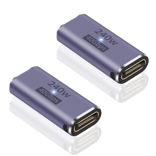 Poyiccot USB C 中継アダプタ メス to メス USB Type C 延長アダプタ USB C 延長コネクタLEDライト付き 対応 Thunderbolt 4/3、MacBook Pro/Air、USB-C HUB，2個商品コ...