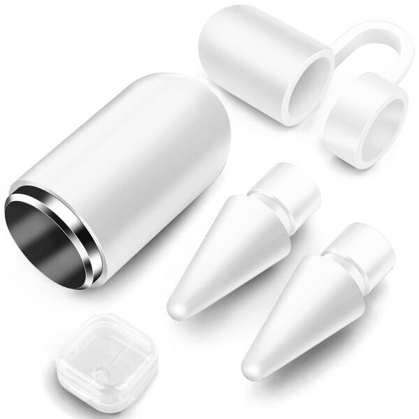 MACLE 対応Apple Pencil交換用キャップ アップルペンシル ペン先 4点セット 対応Apple Pencil第1世代 第2世代/USB-C 、対応iPad ペンシルペン先 タッチペン 充電端子用 マグネット式キャップ 替え芯 ...