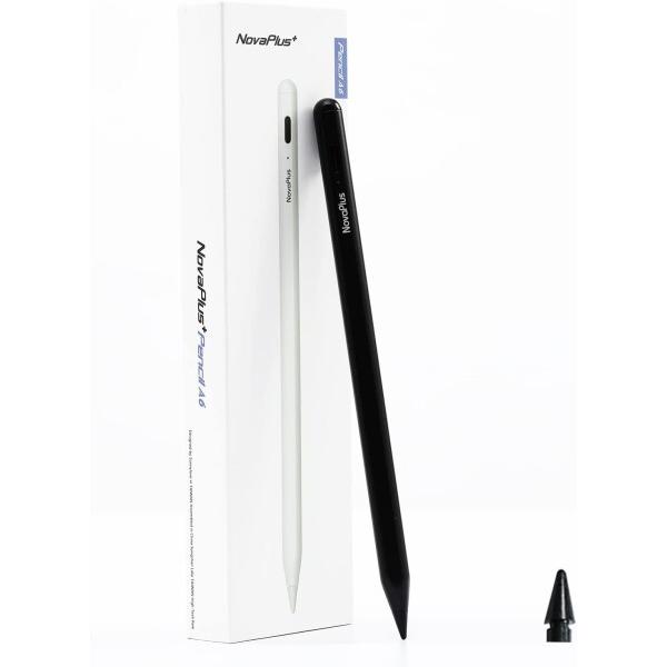 Novaplus A6 アップル ペンシール タッチペン ブラック ホワイト 高感度 傾き感知 磁気吸着機能 USB TYPE-C充電式 高耐摩耗性アップルペンシル 1/2 互換 iPad 6-9世代 / iPad Mini 6-世代/iP...