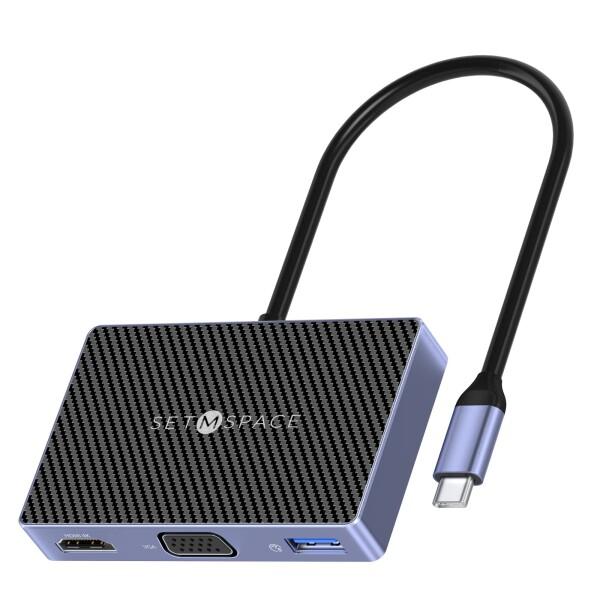 SETMSPACEドッキングステーション type c 7-in-1 ハブ USB3.0 5Gbps 4KHDMI PDドッキングステーション アルミ合金+ABS材質 どっきんぐ （ USB-A HDMI PD VAG Audio SD T...