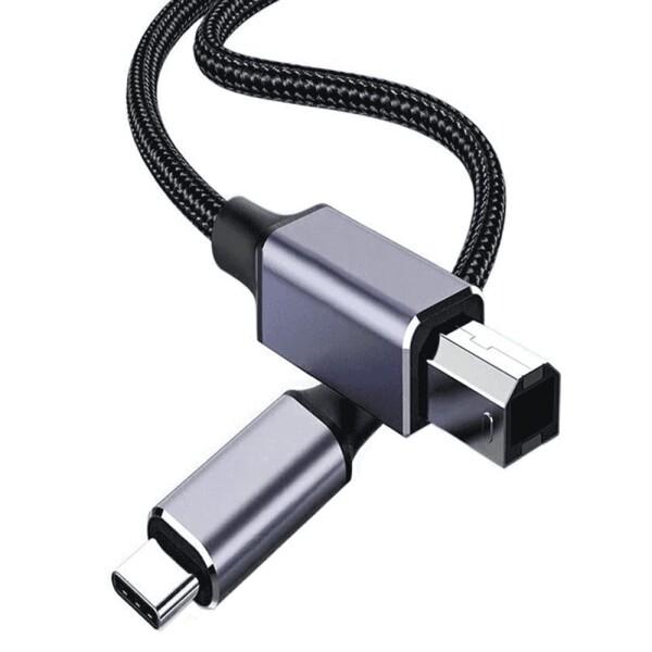 USB Type C プリンターケーブル 高耐久性 ナイロン編み Laserjet Pro, OfficeJet Pro, Brother,Canonプリンター,Dymo LabelWriter, DJコントローラ,MIDIキーボード, D...