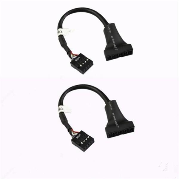 KKM-ラブショー19/20ピンUSB3.0TOUSB2.0USB 3.0 メス-9ピンUSB 2.0オス マザーボードケーブルアダプターコンバーター 6インチ (ブラック) 1本ずつ計2本 (19 ピン オス, 2)商品コード：49069...