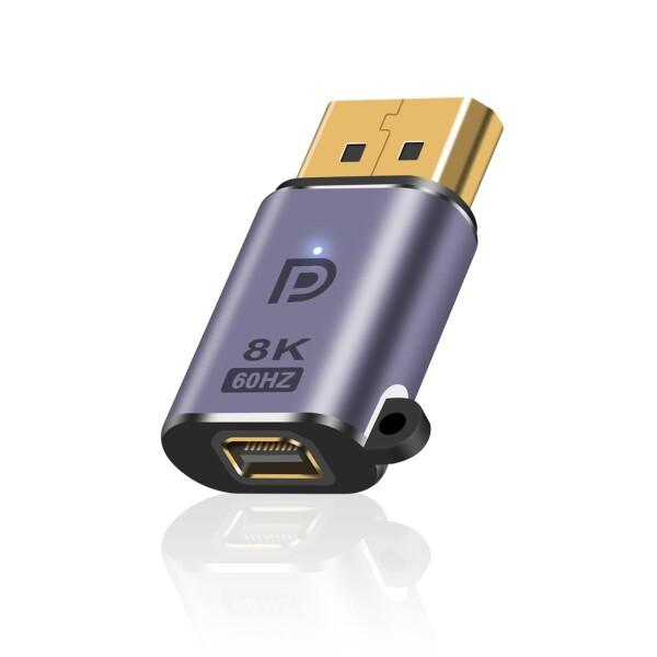 Poyiccot 8K Mini Displayport to Displayport 延長アダプタ、Displayport オス- Mini Displayport メス変換アダプタ 双方向伝送 Mini DP DP 1.4 変換アダプタ...