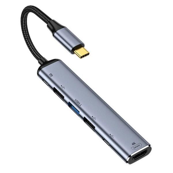 NFHK USB-C Type C to HDMI 4K Dual USB 3.0 HUB Converter HDTV Multiport Adapter 60hz with Female 100W PD Power Port商品コード：...