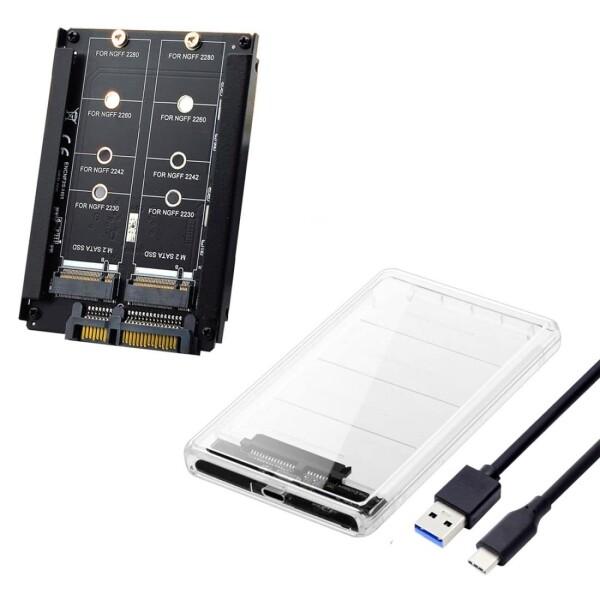 ChenYang M.2 NGFF SATA SSD 2イン1コンボJBODアダプター 2.5インチUSB Cハードドライブエンクロージャ付き商品コード：49069148290型番：CY-SA-031+UC-079カラー：NGFFからSAT...
