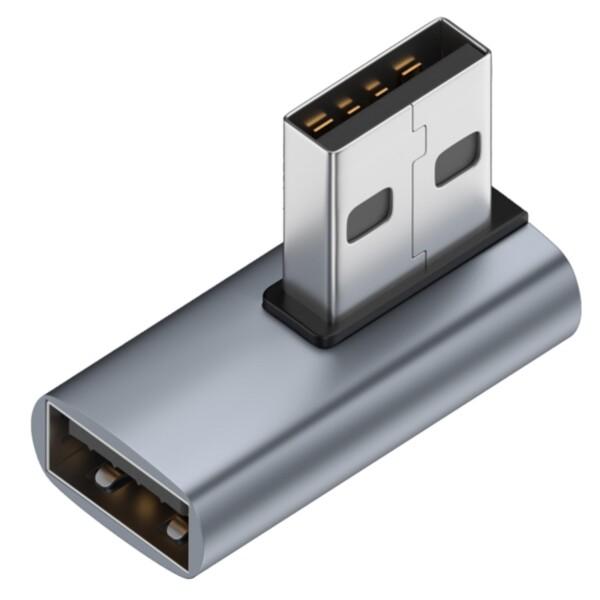 fine-R USB3.0 USB-A メス → USB-A オス 変換アダプタ ミドルベント型 90度 ブラック 高速データ転送 10Gbps 急速充電対応 電流3A A to A USB変換 コネクタ ノートPC スマホ タブレット ス...