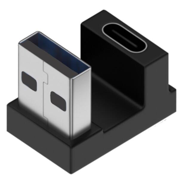 fine-R USB3.1 USB-C メス → USB-A オス 変換アダプタ U字型 180度 ブラック 高速データ転送 10Gbps 急速充電対応 電流3.25A スリム設計 C to A USB変換 コネクタ ノートPC スマホ タ...