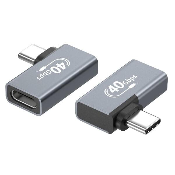 USB4.0 Type C 変換アダプター usb c l タイプc L型変換アダプター 2個セットT( USB4.0延長アダプタ 40Gbps高速転送 100/5A急速充電 8K@60Hz映像出力対応) usb c L型 type cL字...