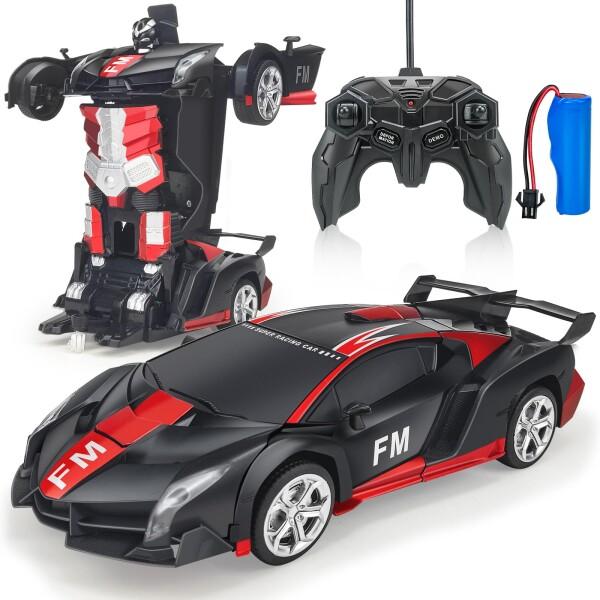 ラジコンカー 変形 ロボット 車おもちゃ スタントカー 電動RCカー LED搭載 360度回転 ラジコン リモコン RCカー モデルカー 誕生日 クリスマス プレゼント (黒い+赤い)商品コード：49069155700型番：TS-256カラ...