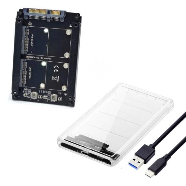 ChenYang MSATA SSD 2イン1コンボJBODアダプター 2.5インチUSB Cハードドライブエンクロージャ付き商品コード：49069156103型番：CY-SA-049+UC-079-WHカラー：MSATAからSATAへ2個...
