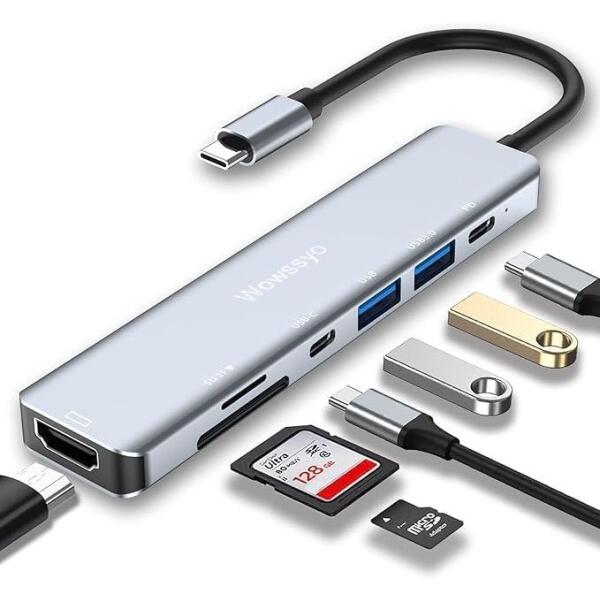 USB Cハブ 7-in-1 タイプCハブ ドッキング変換アダプタ( 4K HDMI/PD 87W/USB 3.0/Type-C/SD&amp;TF) MacBook Pro Air/iPad Pro/Samsung/ChromeBook/...