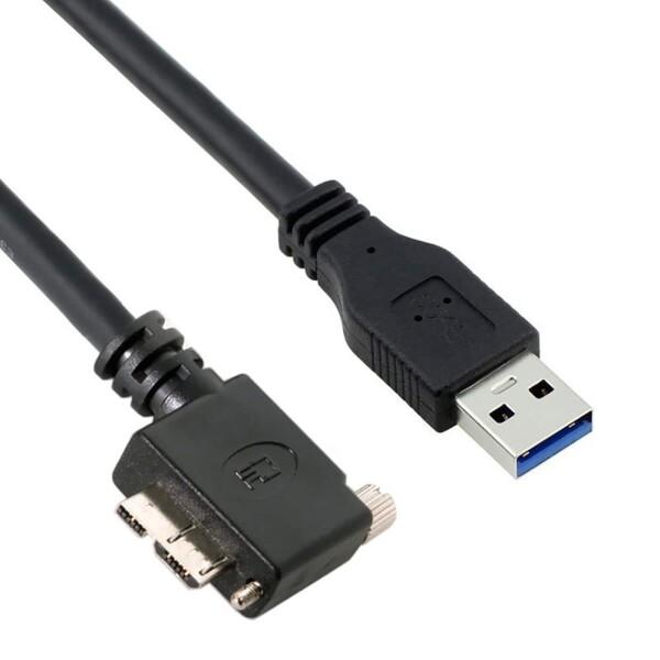 CY Cable Micro USB3.0 シングルスクリューロック USB3.0データ 5Gbps 電源ケーブル 90度直角タイプ VR産業用カメラコンピュータ用 (5.0m)商品コード：49069158643型番：HX-U3-044-R...