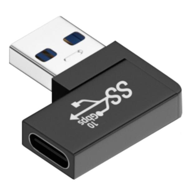fine-R USB3.1 USB-C メス → USB-A オス 変換アダプタ サイドベント型 L字 90度 高速データ転送 10Gbps 急速充電対応 電流3.25A スリム設計 C to A USB変換 コネクタ パソコン スマホ 周...