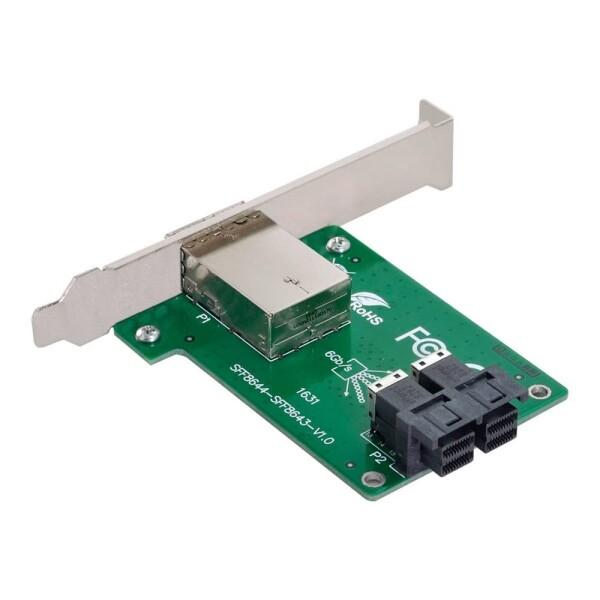 CY Mini SAS HD SFF-8644 - 内部SAS HD SFF-8643 PCBA メスアダプター デュアルポート ロープロファイルブラケット付き商品コード：49069159991型番：HX-SF-021-HXカラー：Gree...