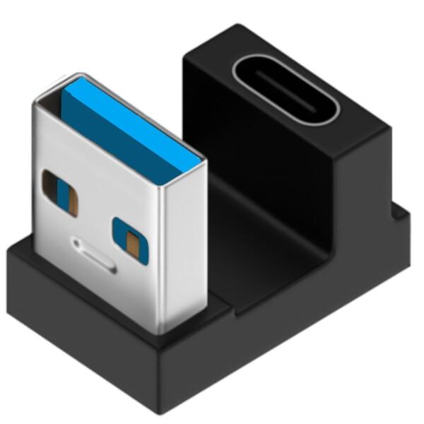 fine-R USB3.1 USB-C メス → USB-A オス 変換アダプタ U字型 180度 ブルー 高速データ転送 10Gbps 急速充電対応 電流3.25A スリム設計 C to A USB変換 コネクタ ノートPC スマホ タブ...