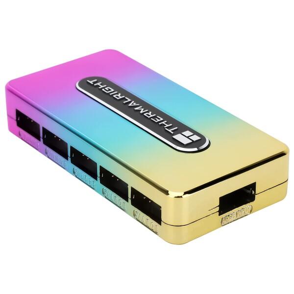 Thermalright ARGB HUB Controller Rev.A 10組のファン、10ポート3ピンPC ARGBファンコントローラ、5 VファンハブARGB、SATA電源ケーブル直接入力をサポートする（12 V 4ピンRGBをサ...