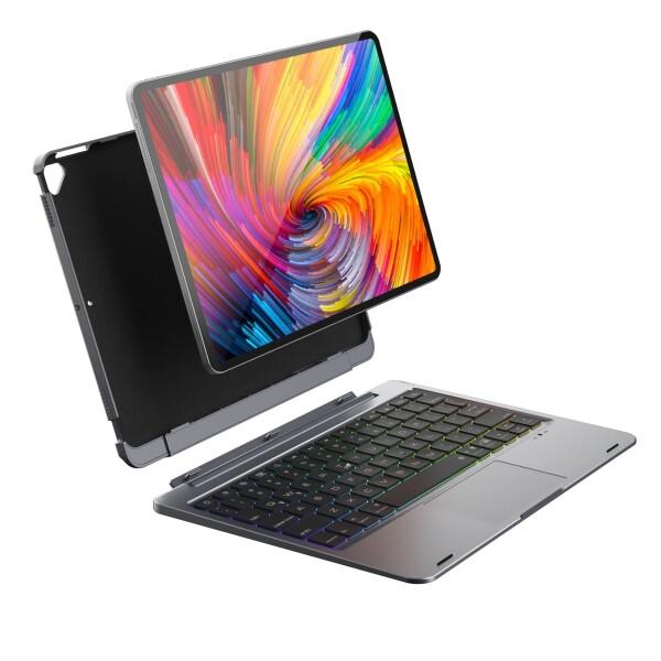 doqo iPad pro 10.5 キーボードケース、キーボード付き iPad Air 第 3 世代ケース、7 色のバックライト付き取り外し可能な 360° 保護ケース、iPad Air 3 および iPad Pro 10.5 インチ用タ...
