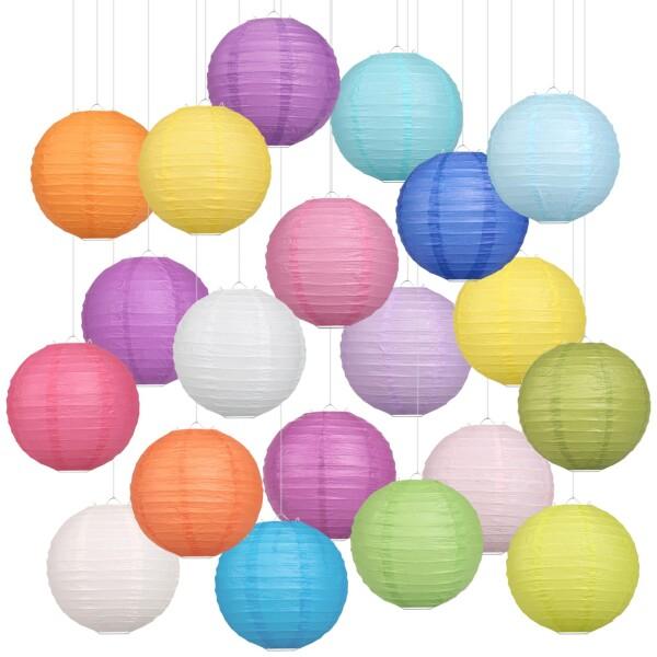 LIHAO 提灯 紙ちょうちん 20個入 20色 15cm ランタン 丸型 無地 夏祭り お盆 祭り イベント パーティー 七夕 飾り デコレーション 装飾 ちょうちん 紙提灯 カラフル商品コード：49069164334型番：LJP0671...