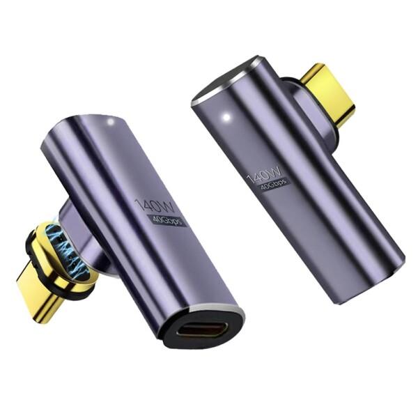 YFFSFDC USB-Cマグネット式 Type C L字 変換 アダプタ USB4.0 自動吸着 マグネット 8K@60Hz映像出力 40Gbps高速データ転送 140W急速充電 変換 アダプタ オス メス Thunderbolt 3、M...