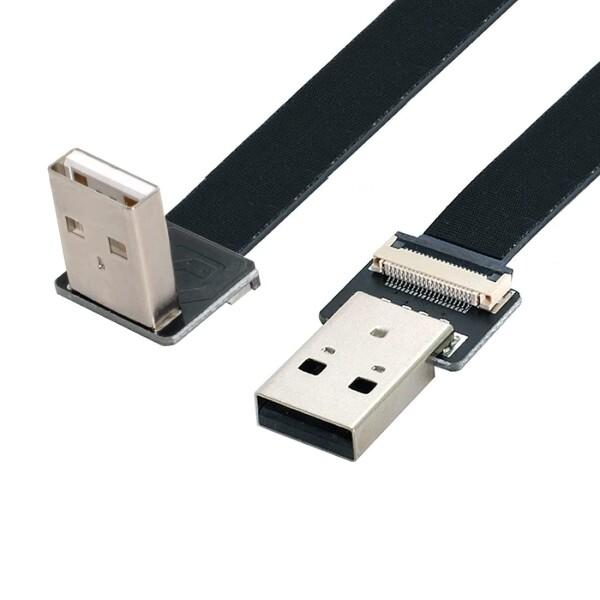 chenyang USB 2.0 フラットケーブル USB 2.0 オス - オス 90度 ダウンアングル データ転送 充電 リボン フレックス 延長ケーブル アダプター 0.5M商品コード：49069172768型番：CY-U2-031-...