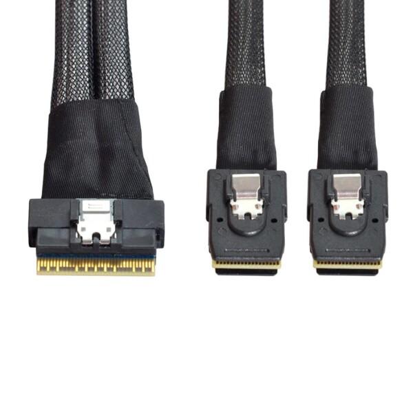 chenyang CY SFF-8654 8i 74ピン PCI-E Ultraport Slimline SAS Slim 4.0 - Dual SFF-8087 Mini SAS ケーブル PCI-Express商品コード：490691...