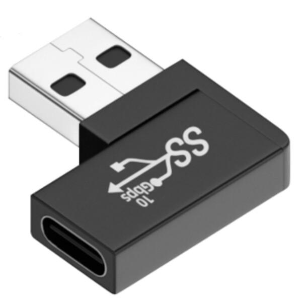 fine-R USB3.1 USB-C メス → USB-A オス 変換アダプタ サイドベント型 L字 90度 ブラック 高速データ転送 10Gbps 急速充電対応 電流3.25A スリム設計 C to A USB変換 コネクタ ノートPC...