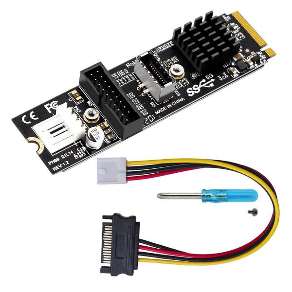 CYカード 5Gbps Type-E USB 3.1 フロントパネルソケット USB 2.0 - NVME NGFF M-Key Expressカードアダプター マザーボード用商品コード：49069175326型番：EP-018-HXコネク...