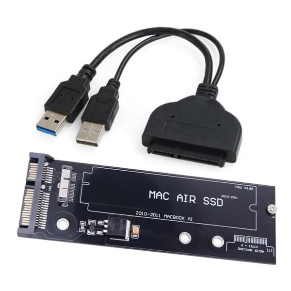 CY USB 3.0 - SATA 22ピン &amp; 12+6ピン SSD PCB ディスクドライブケーブル Adappter 2010 2011 MAC Air A1369 A1370 SSD対応商品コード：49069176396型番...