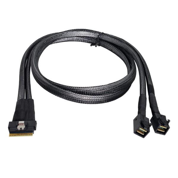 NFHK PCI-E ウルトラポート スリムライン SAS スリム 4.0 SFF-8654 8i 74ピン→デュアル SFF-8643 4i Mini SAS HDケーブル PCI-Express商品コード：49069181585型番：S...