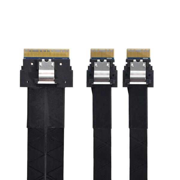 CY スリムラインケーブル PCI-E Ultraport SAS Slim 4.0 SFF-8654 8i 74ピンからデュアルSFF-8654 4i 38ピンケーブル 40cm PCI-Express商品コード：49069182986型...