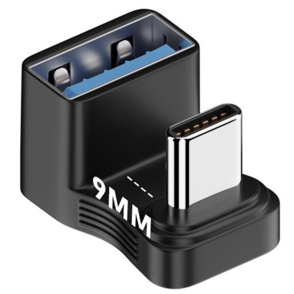 fine-R USB3.1 USB A メス USB C オス 変換アダプタ 方向変換 U字 U型 変換 コネクター 180° CtoA 高速転送10Gbps 急速充電 電流3.25A (U 9mm)商品コード：49069183046サイズ...