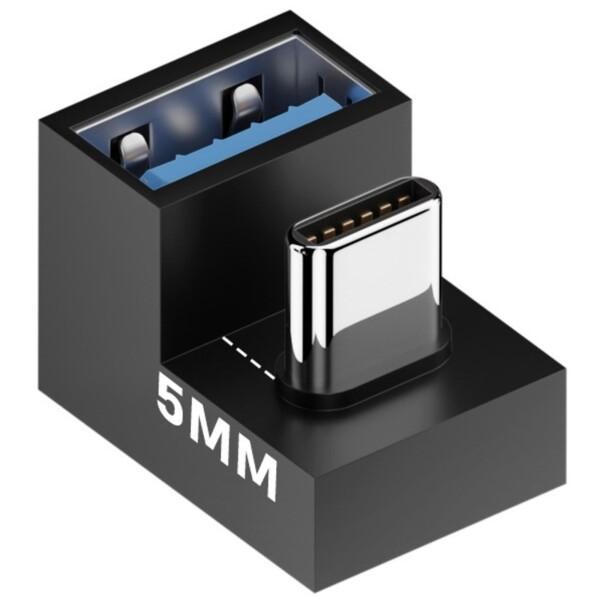 fine-R USB3.1 USB A メス USB C オス 変換アダプタ 方向変換 U字 U型 変換 コネクター 180° CtoA 高速転送10Gbps 急速充電 電流3.25A (U 5mm)商品コード：49069183063サイズ...