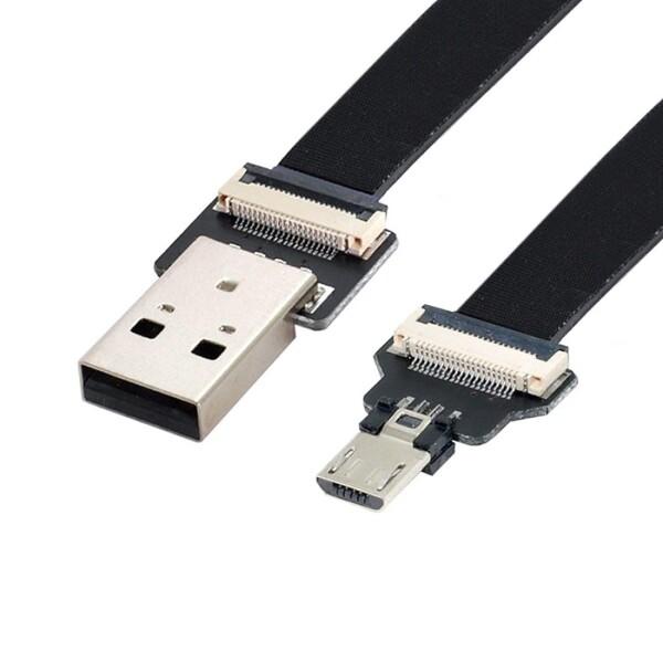 chenyang Micro USB フラットケーブル USB 2.0 オス - Micro USB オス リボン フレックス 延長ケーブル アダプター 0.5M商品コード：49069186582型番：CY-U2-045-BK-0-5Mサイ...