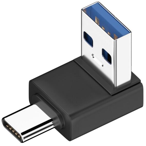 fine-R USB3.1 USB A オス USB-C オス 変換アダプタ 方向変換 L字 L型 オスオス 変換 コネクター AtoC 高速転送10Gbps QC60W PD15W 急速充電 (ACオスオス L青)商品コード：490691...