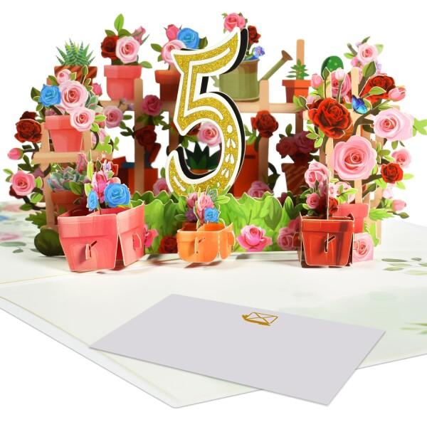 Magic Ants 5周年記念のグリーティングカード - 素晴らしいデザインで愛と一体感の半世紀を祝いましょう。5周年、5歳の誕生日、または卒業のための汎用のポップアップカード商品コード：49069192138型番：EULTZ3075カラ...