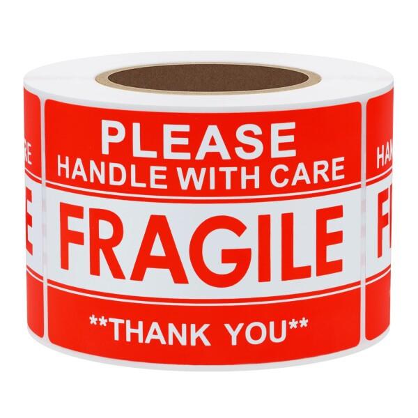 Hybsk fragile シール fragile ステッカー 処理注意配送シール 注意搬送と梱包警告接着ラベル 1巻300枚 (51x76mm)商品コード：49069192263型番：TZ001012サイズ：51x76mmカラー：レッドサ...